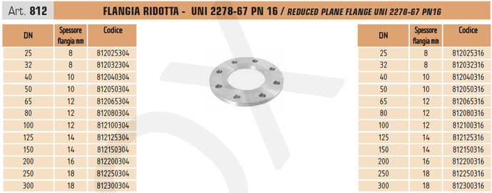 ART 812 REDUCED FLANGE ASTM A351 UNI 2278 PN16 :: INOX CZ