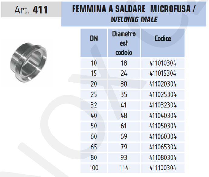 ART 411 WELDING MALE DIN 11851 :: INOX CZ